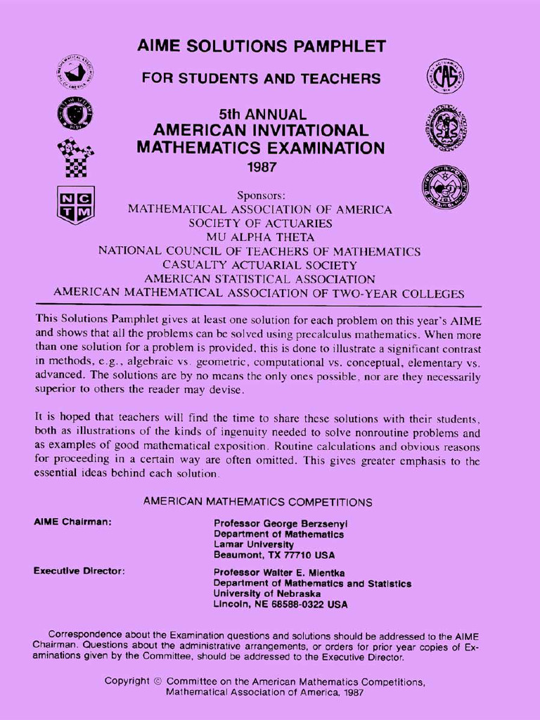 USA AIME 1991 Solution | PDF