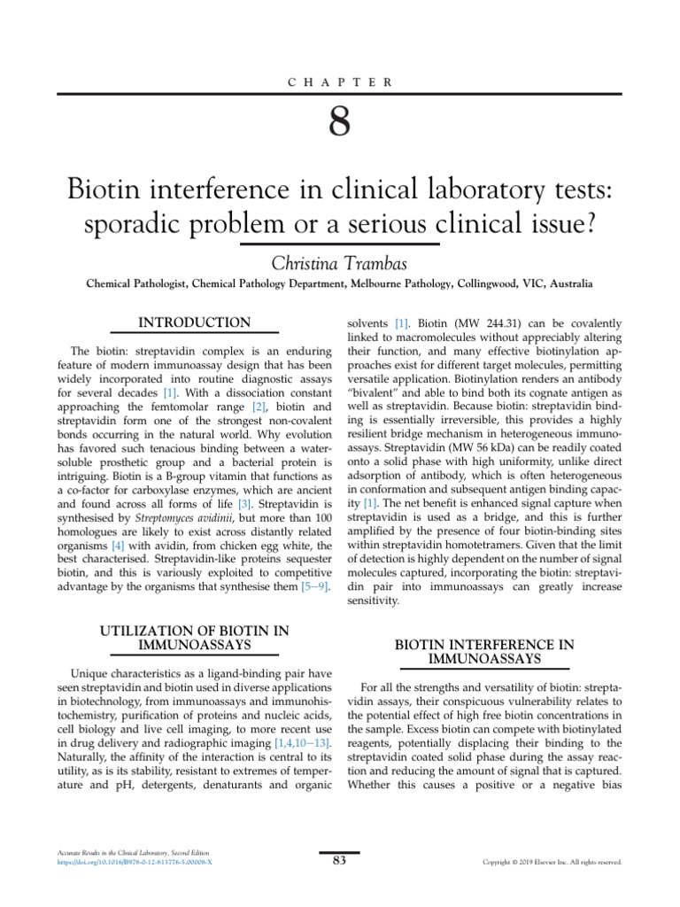 Biotin Interference in Clinical Laboratory Tests: Sporadic Problem or A ...