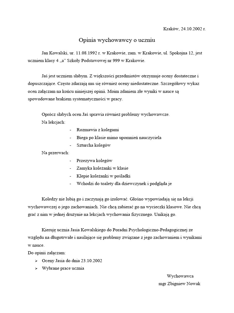 Wzor Opinii Do PPP | PDF