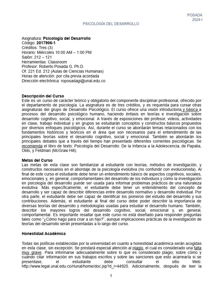 Programa Psicolog-A Del Desarrollo 24 I | PDF | Sicología | Psicología del desarrollo