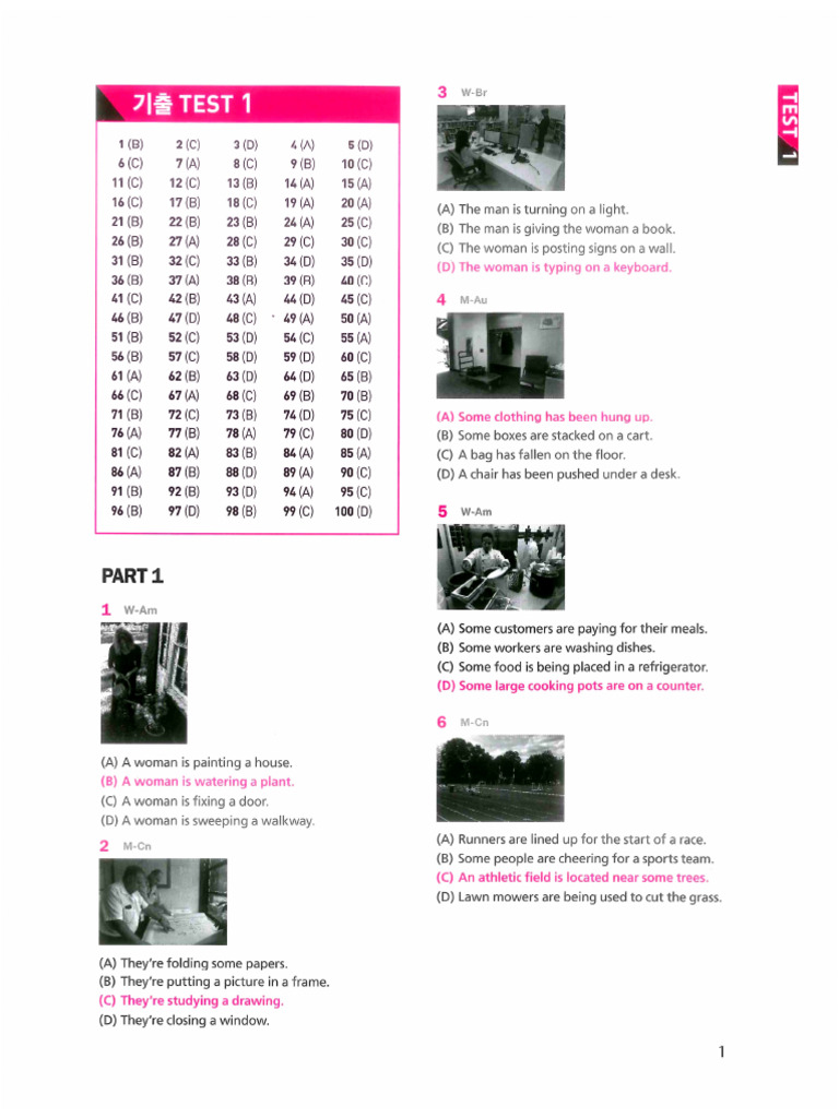 Answers and Transcripts Test 1 | PDF
