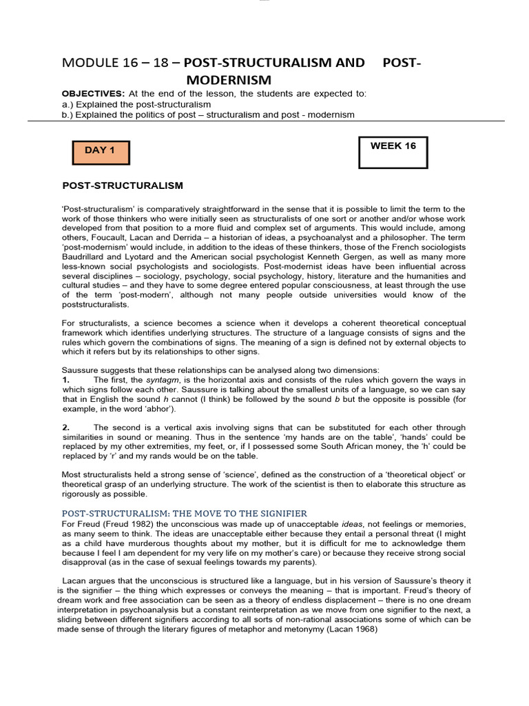Post-Structuralism and Derrida's Influence | PDF | Jacques Derrida ...