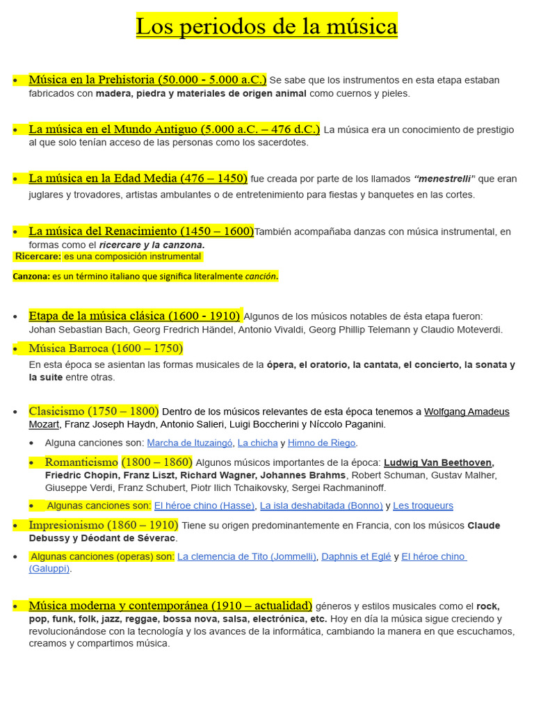 Los Periodos de La Música | PDF | Música clásica | Las artes escénicas