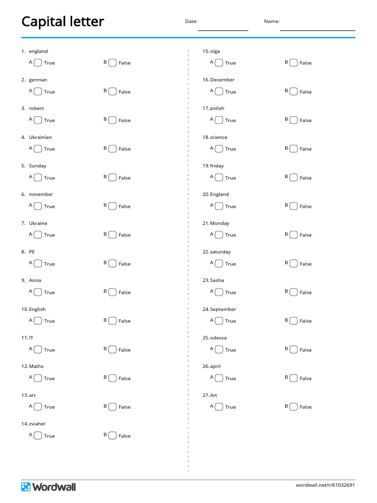 Capital Letter Quiz | PDF