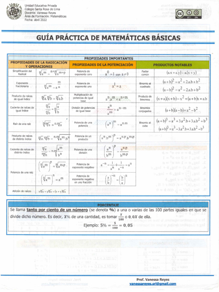 Guía Matemáticas Básicas | PDF