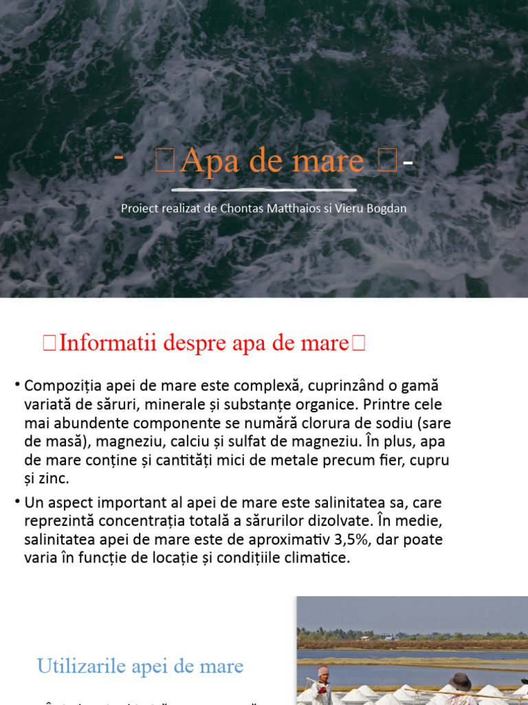 Proiect Chimie Despre Apa de Mare | PDF