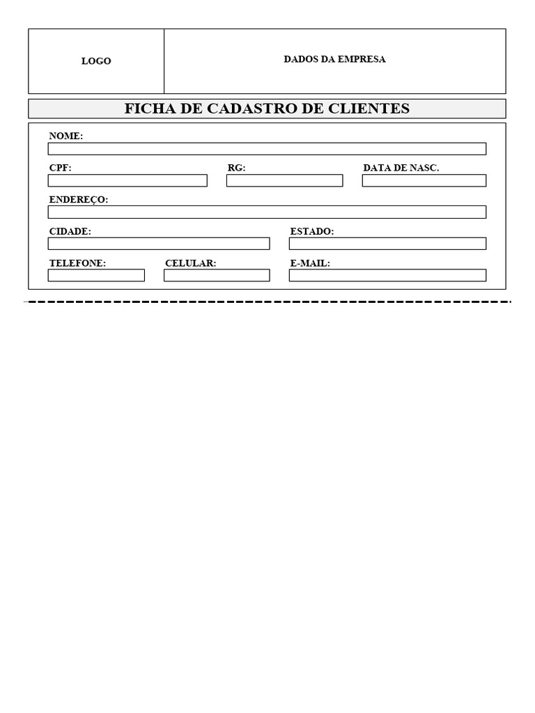 Modelo de Ficha de Cadastro Individual | PDF Modelo de Ficha de Cadastro Individual | PDF
