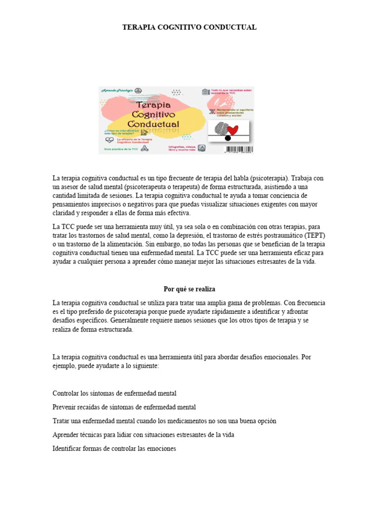 La Terapia Cognitiva Conductual | PDF | Terapia de conducta cognitiva ...