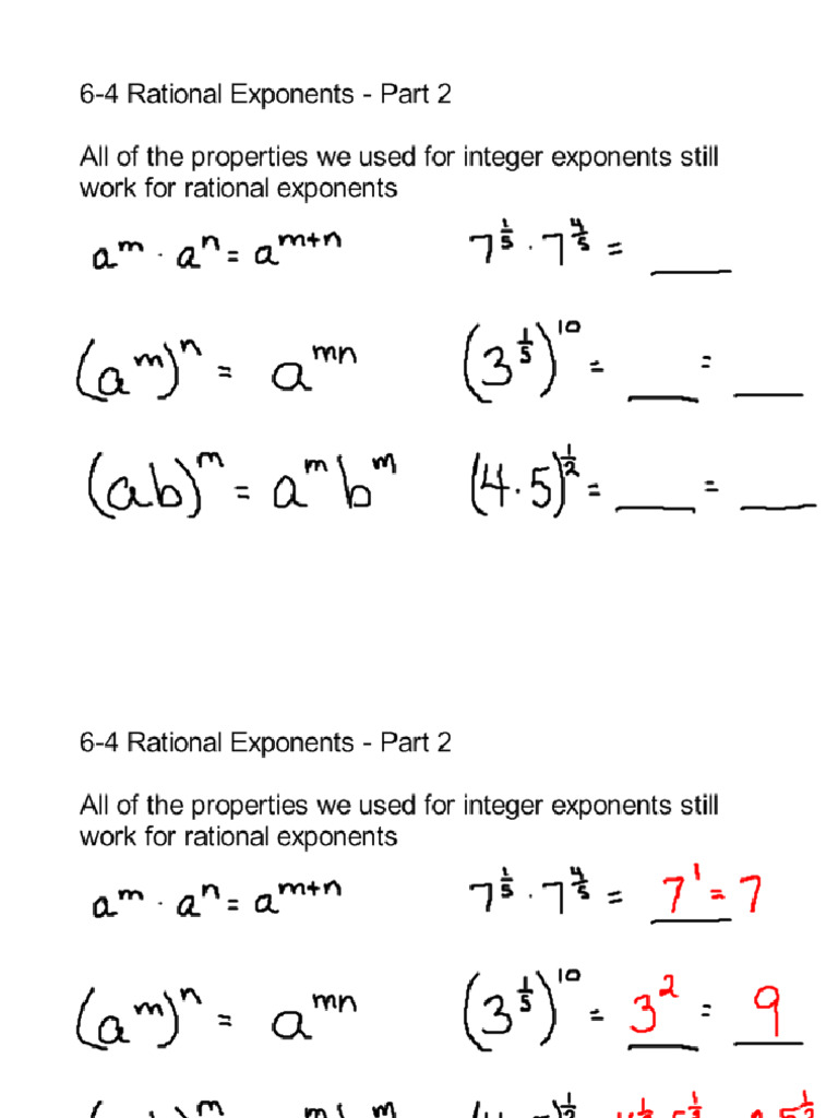 6-4 Rational Exponents - Part 2 | PDF