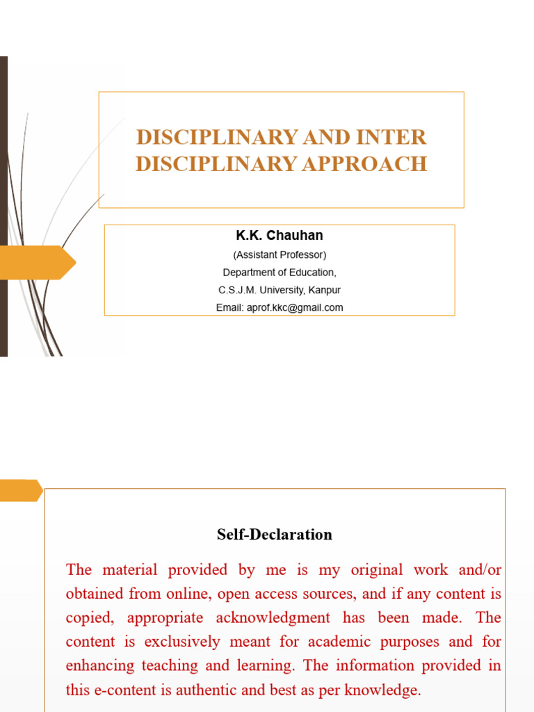 Disciplinary and Inter Disciplinary Approach | PDF ...