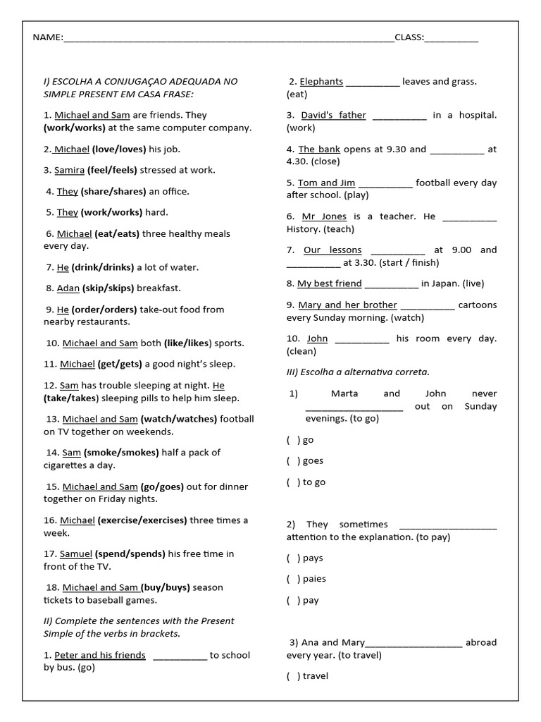 Simple Present Exercises Aff. Form | PDF