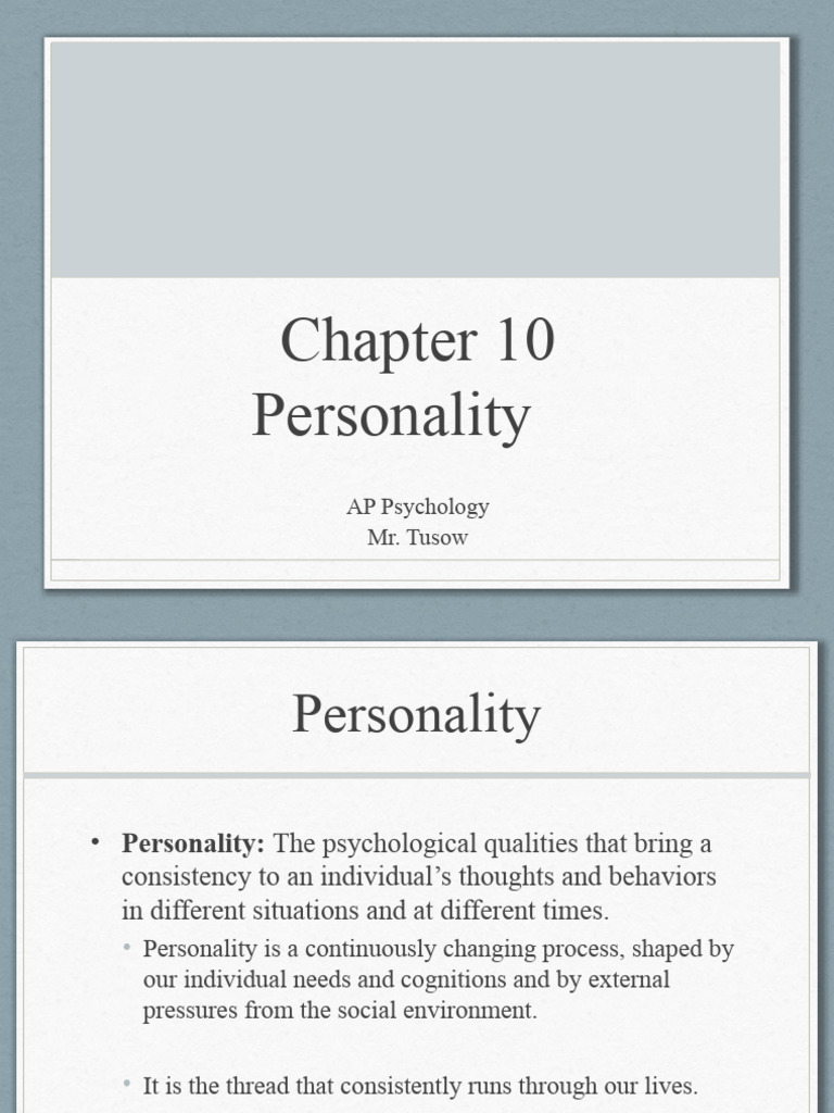 CH 10 Notes Personality | PDF | Id | Psychodynamics