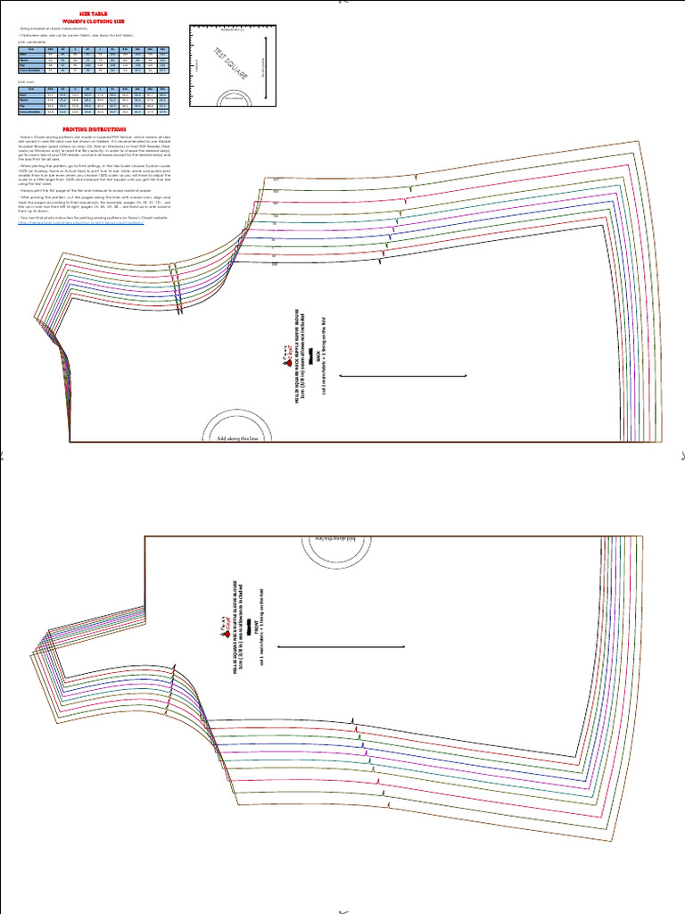 Millie Square Neck Ruffle Sleeve Top A0 Paper | PDF | Clothing | Fashion