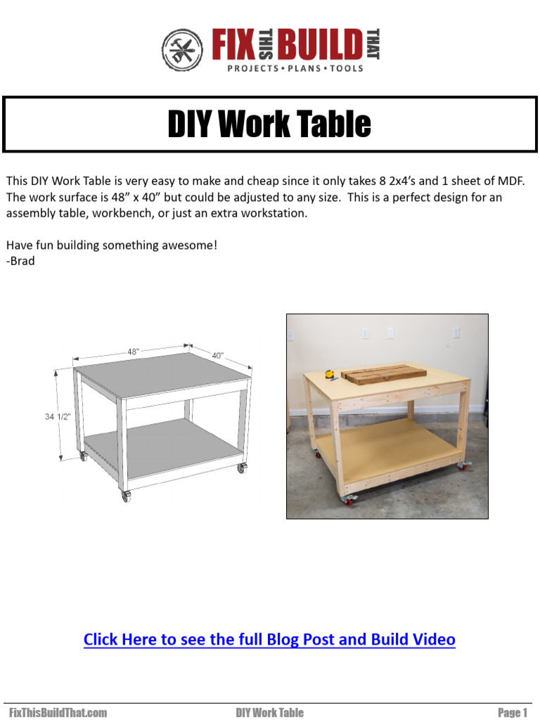 DIY Work Table v4 | PDF | Industrial Processes | Tools