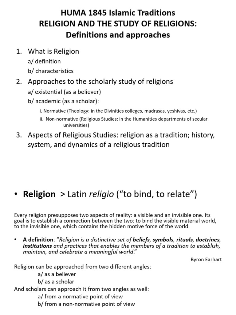 HUMA1845 - L01b - Religion and Study of Religion | PDF | Religious Studies | Theology