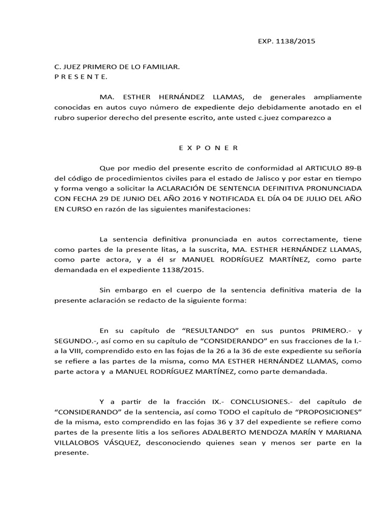 Aclaracion de Sentencia | PDF | Sentencia (ley) | Ley Pública