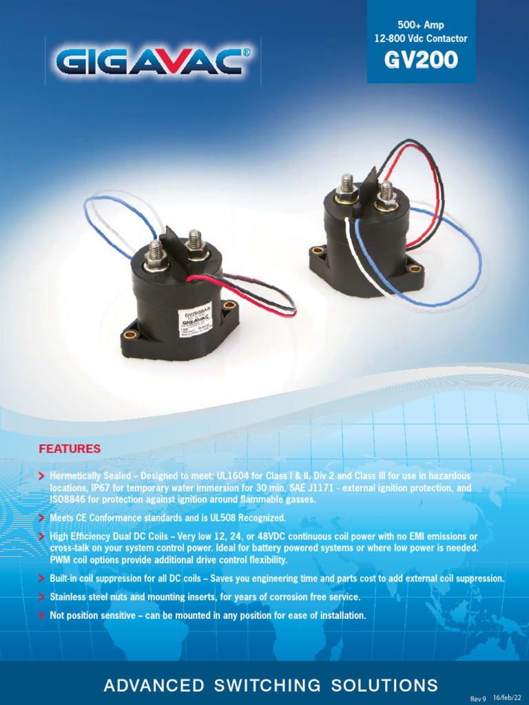Sensata Gigavac Gv200 Series Open Contactors Datas-3074934 | PDF