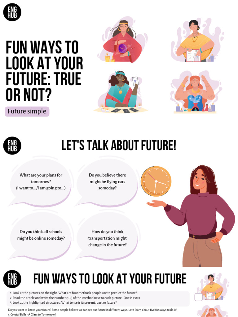 A1-A2 Fun Ways To Look at Your Future True or Not (Future Simple) SV ...