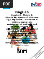 English: Quarter 2 - Module 2: Key Structural Elements and Language Features of An Argumentative ...