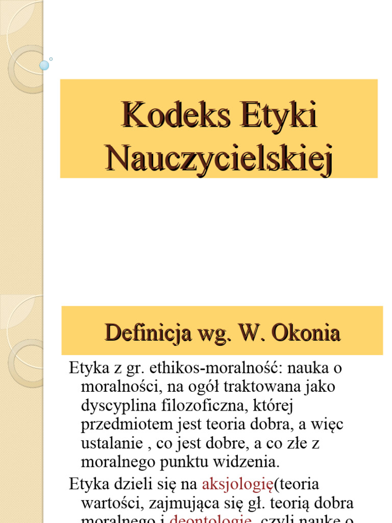 Prezentacja-Kodeks Etyki Nauczycielskiej | PDF