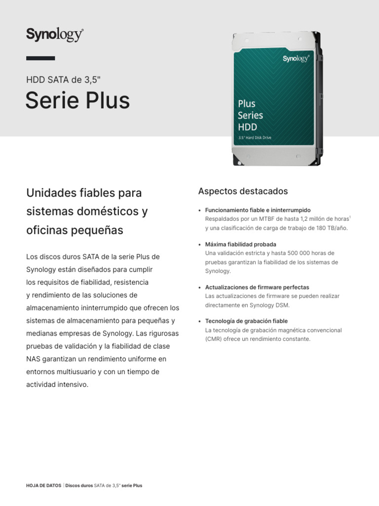 Synology HAT3300 Data Sheet SPN | PDF | Disco duro | Descarga electrostática