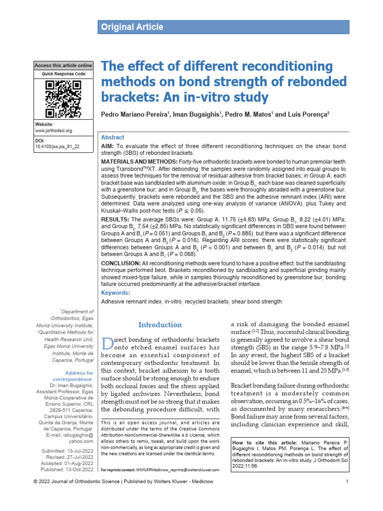 The Effect of Different Reconditioning Methods On Bond Strength of ...