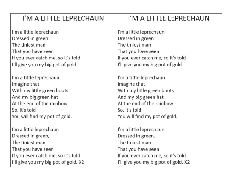 Little Leprechaun Song Lyrics | PDF