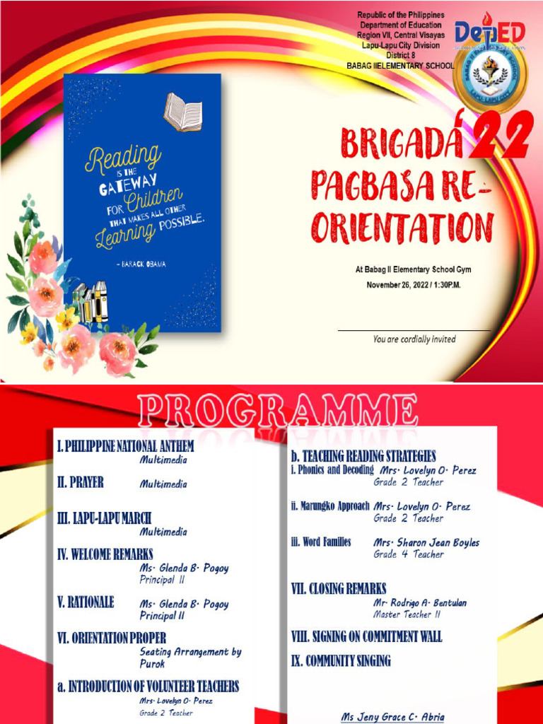 Programme Brigada Pagbasa 2022 Program | PDF