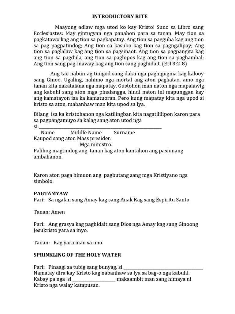 Introductory Rite | PDF