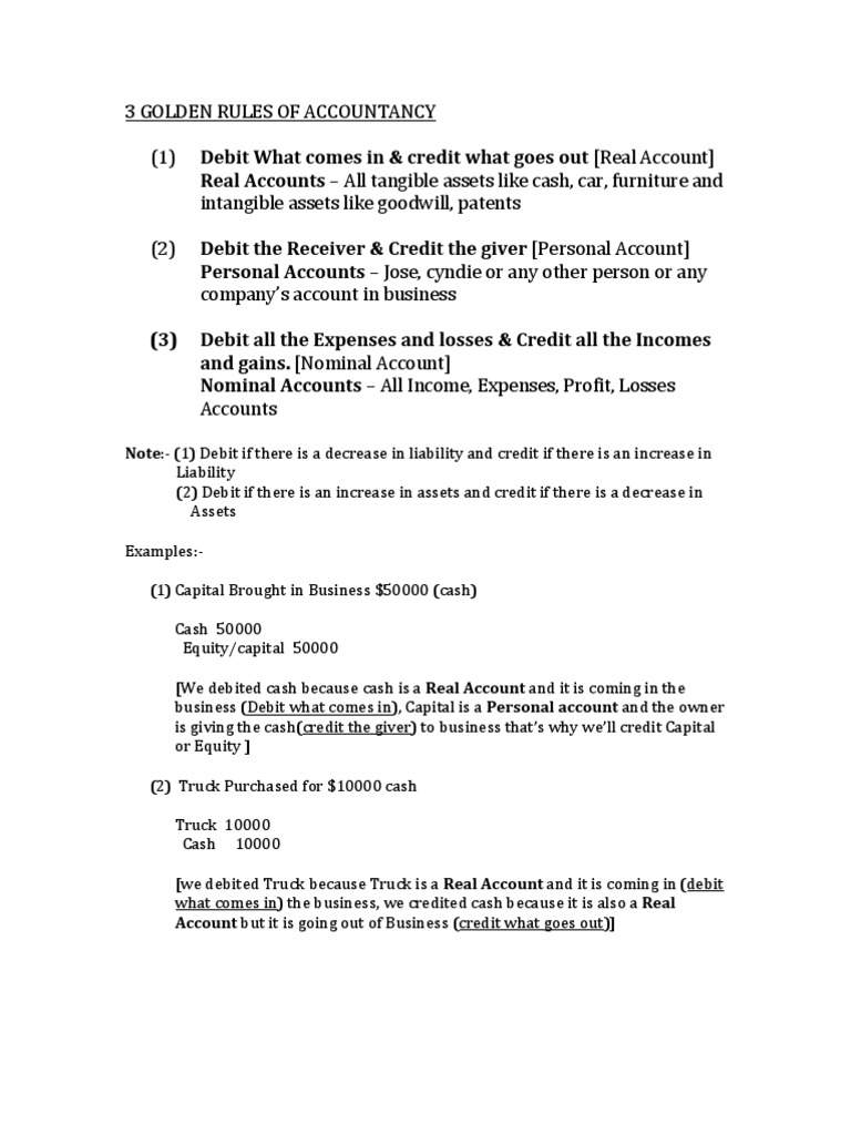 3 Golden Rules of Accountancy | PDF | Debits And Credits | Expense