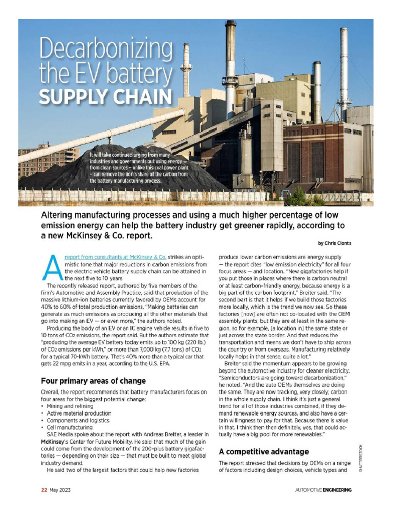 Decarbonizing EV Battery - Supply Chain | PDF