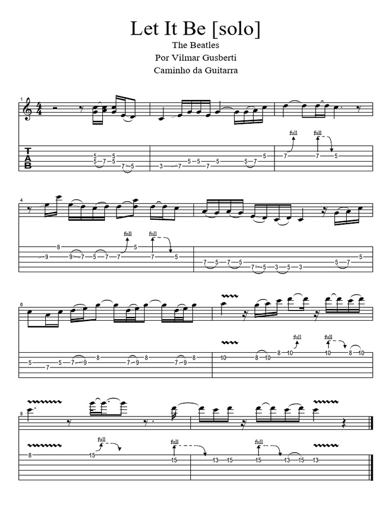 Let It Be Solo Guitar Tab PDF | PDF | The Beatles