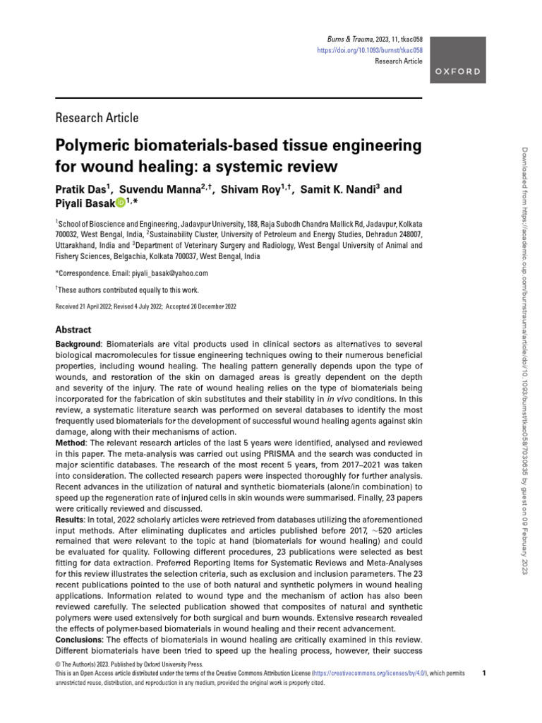 Polymeric Biomaterials-Based Tissue Engineering Fo | PDF | Tissue Engineering | Biomaterial