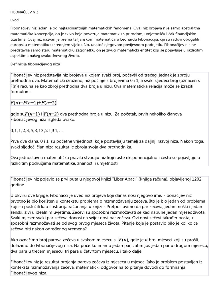 Fibonačijev Niz | PDF