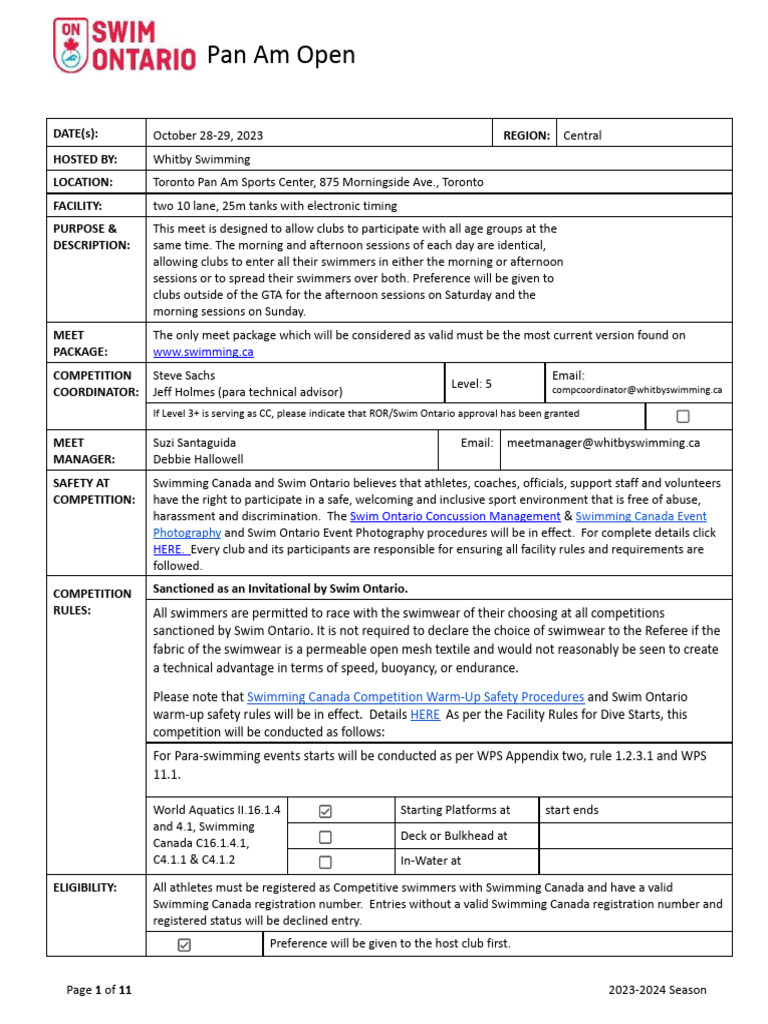 PanAM OPen 09292023 | PDF | Swimming (Sport) | Swimming