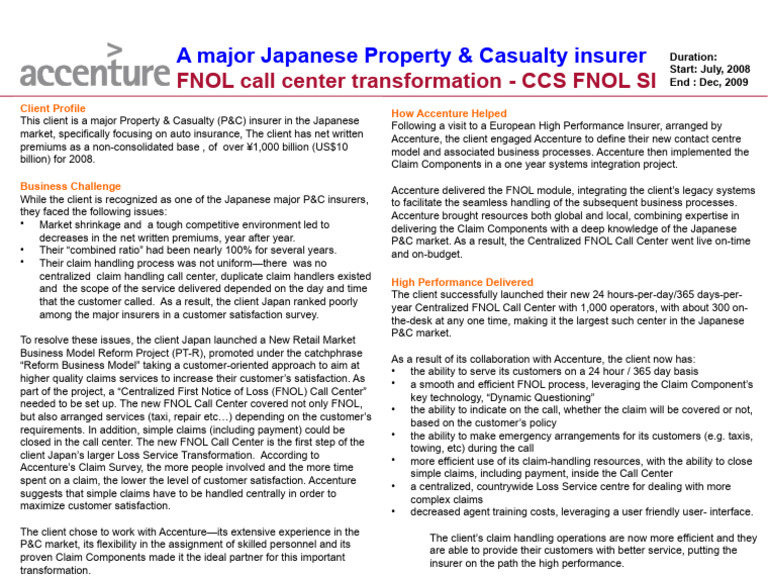 japanese_pc_ins_fnol | PDF | Call Centre | Insurance