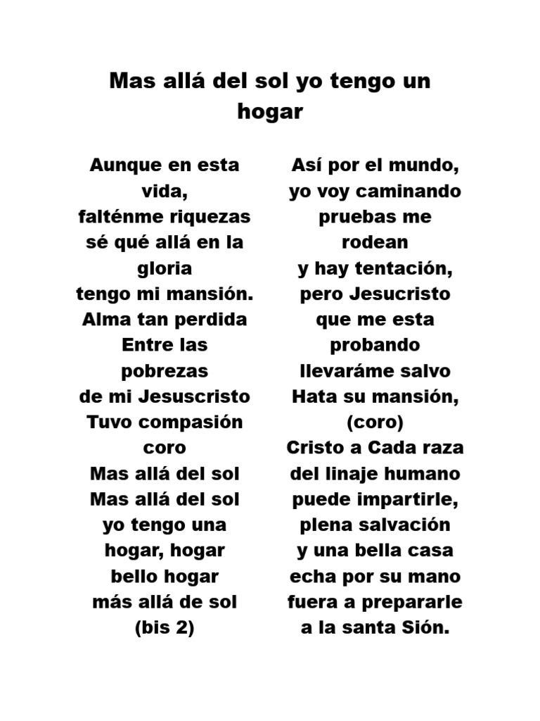 Mas Allá Del Sol Yo Tengo Un Hogar | PDF | Cristo (título) | Perdón