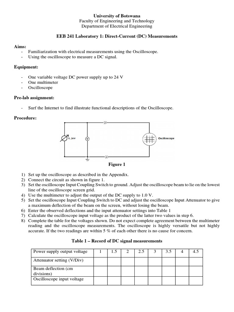 LAB1 Sheet | PDF | Direct Current | Power Supply