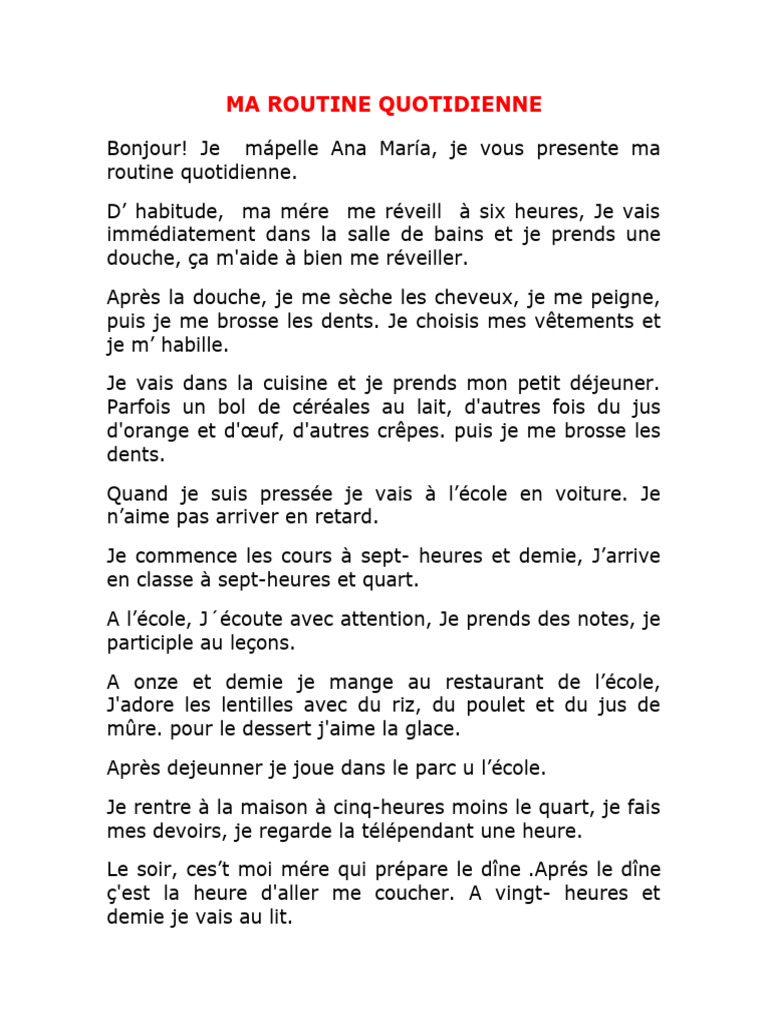 Ma routine quotidienne détaillée | PDF | Développement personnel