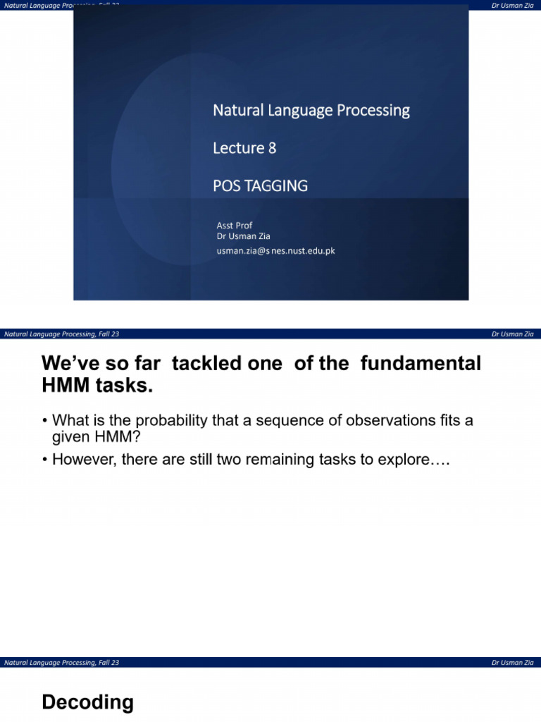 Lecture 8 POS Tagging | PDF
