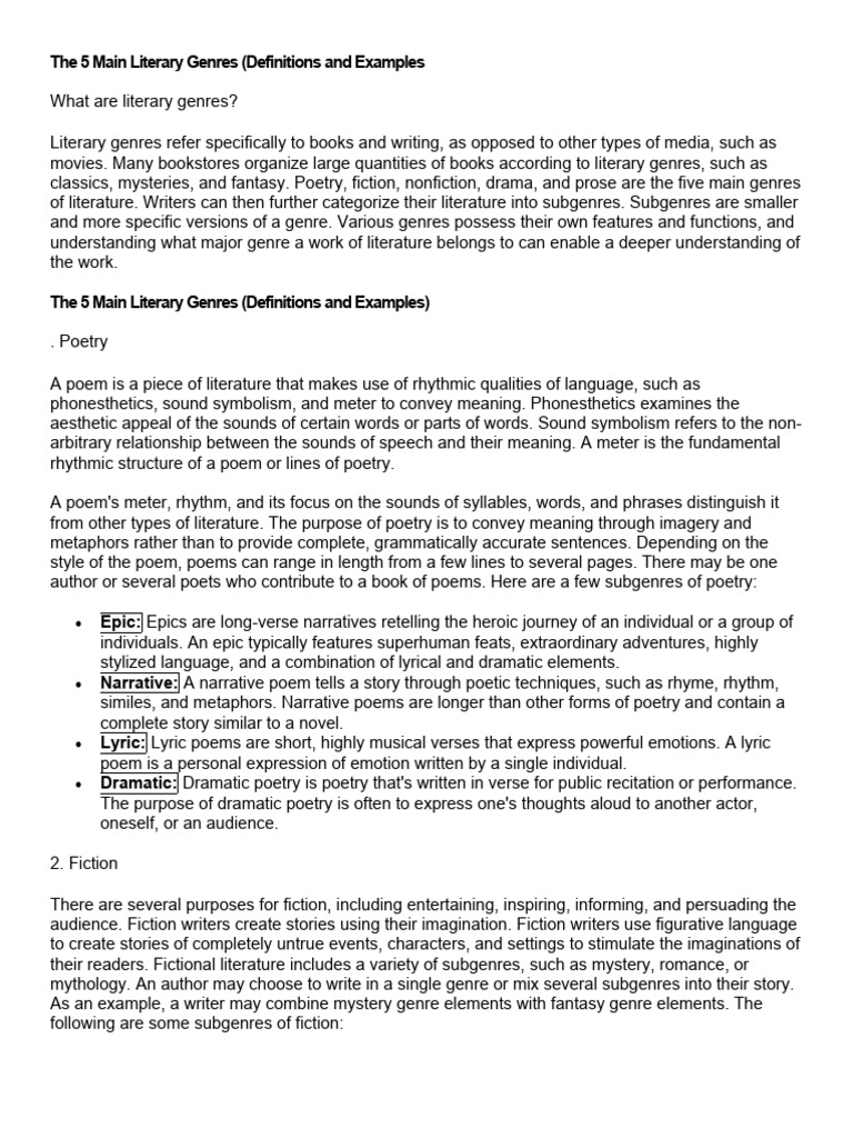 Genres | PDF | Poetry | Genre