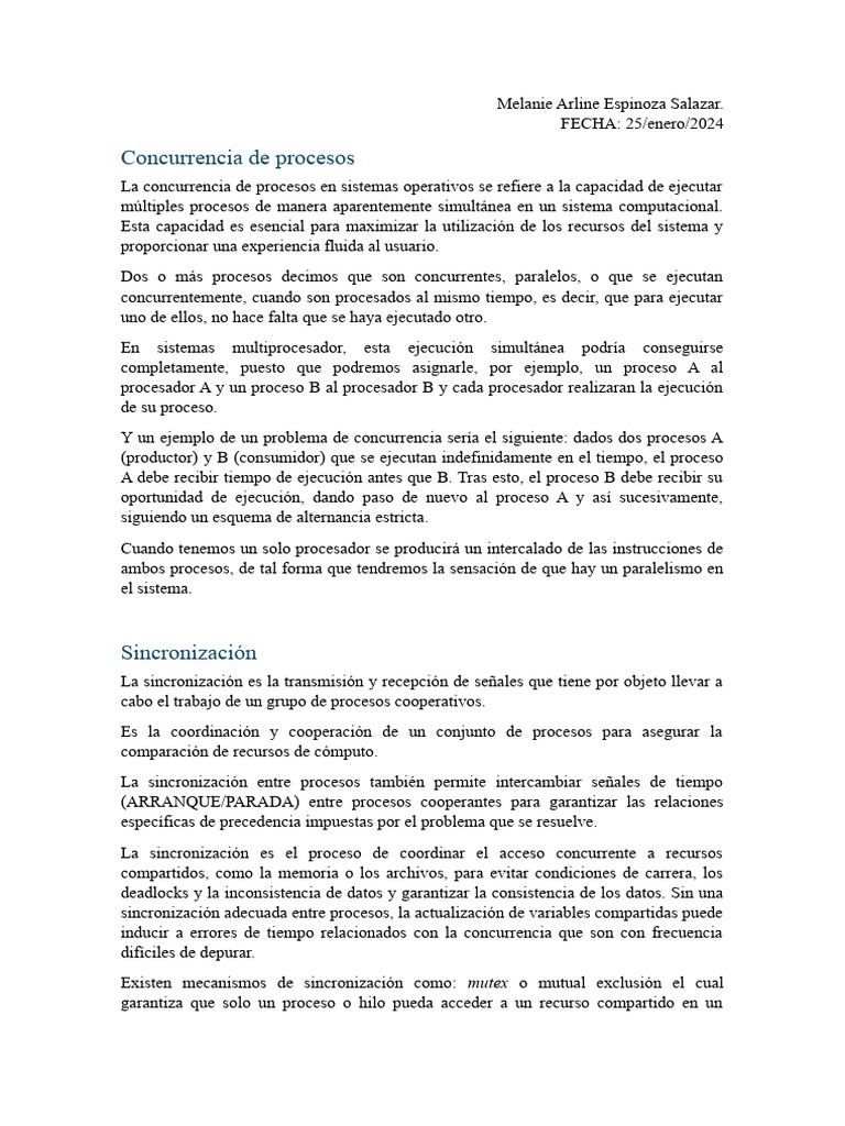 Concurrencia en Procesos | PDF | Proceso (Computación) | Hilo (Computación)