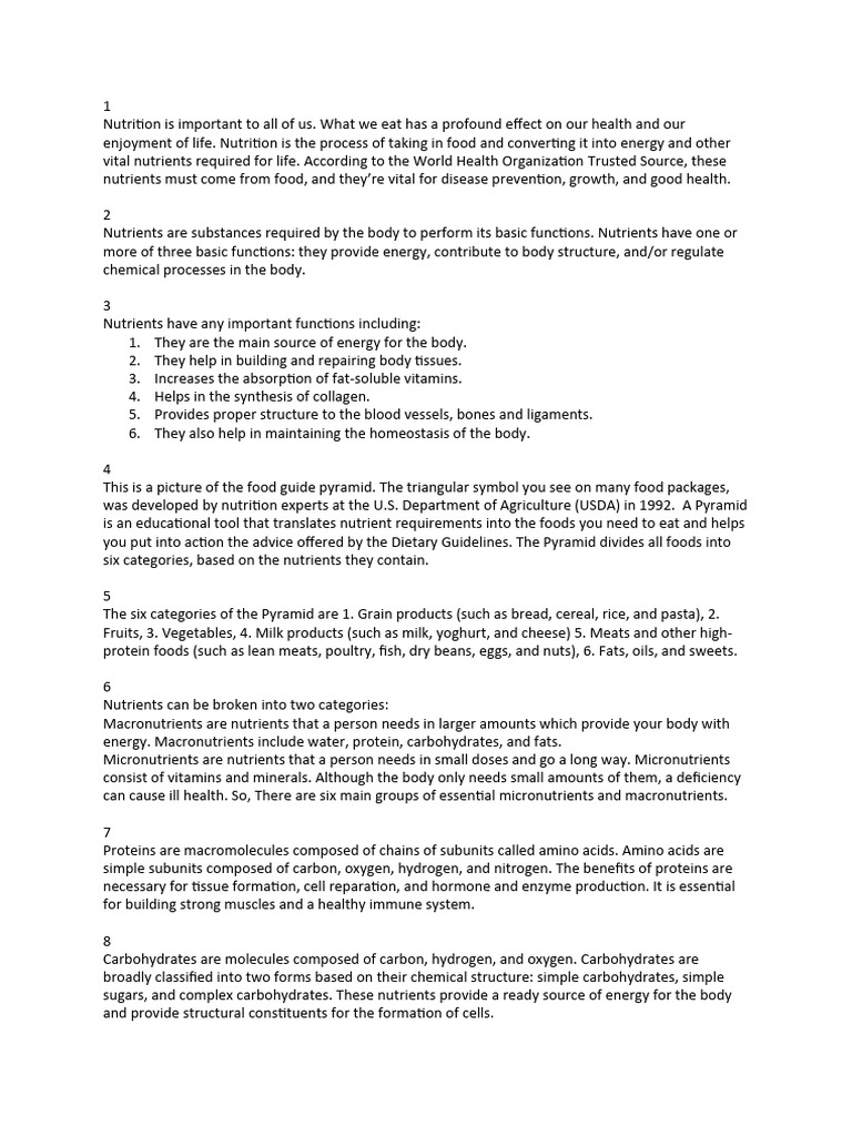 Food and Nutrition Script | PDF | Nutrients | Foods