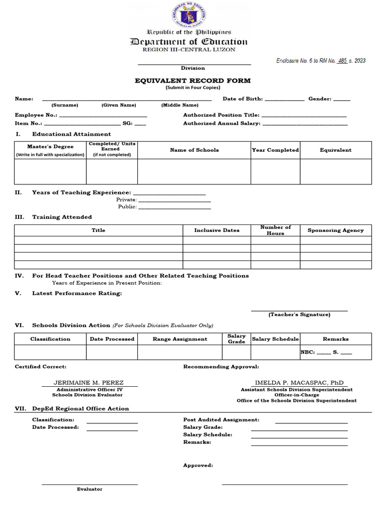 New ERF Form | PDF | Teachers