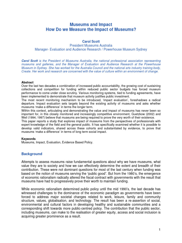 Museums and Impact How Do We Measure The Impact of Museums? | PDF ...