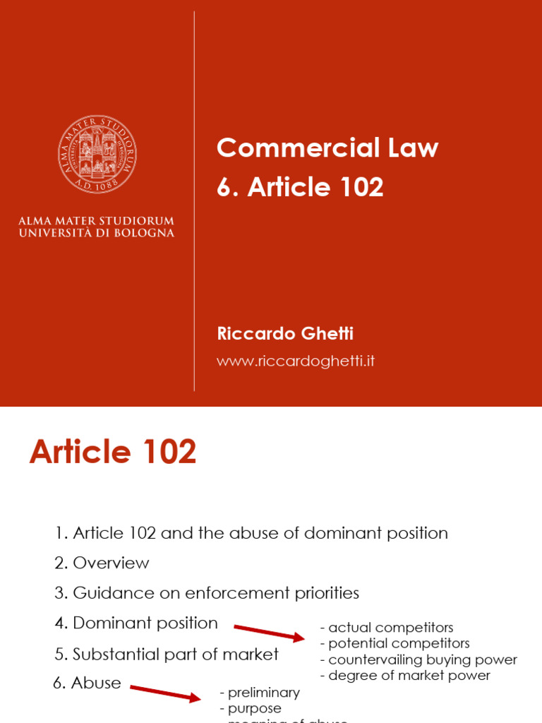 Presentation - Article 102 | PDF | Private Sector | Business Economics