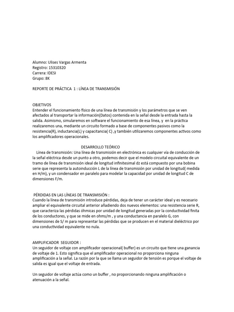 Línea de Transmisión Practic 2 Pcbs | PDF | Línea de transmisión | Amplificador operacional