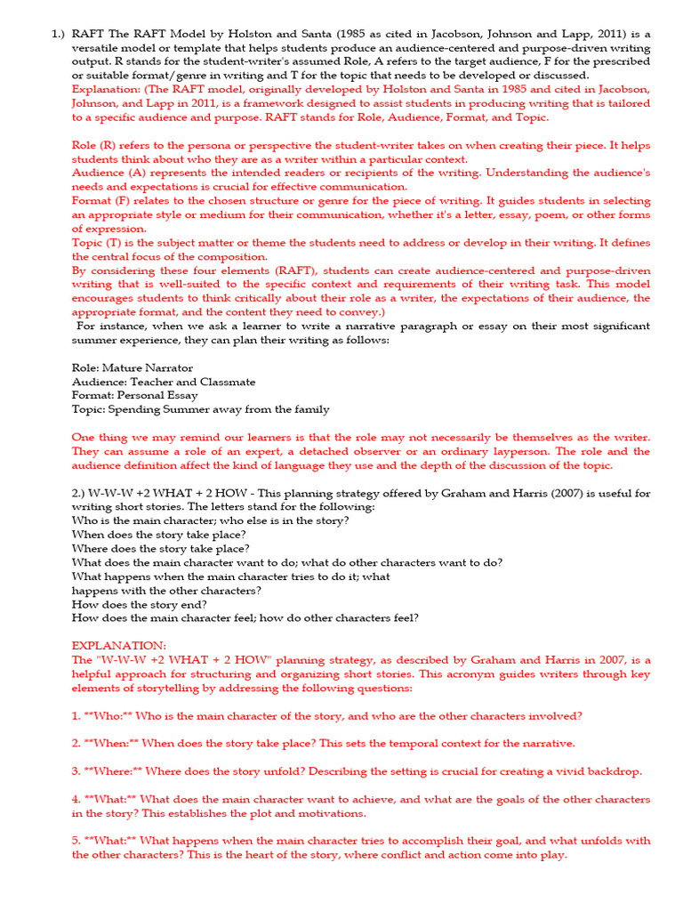Understanding the RAFT Model in Writing | PDF | Argument | Reason