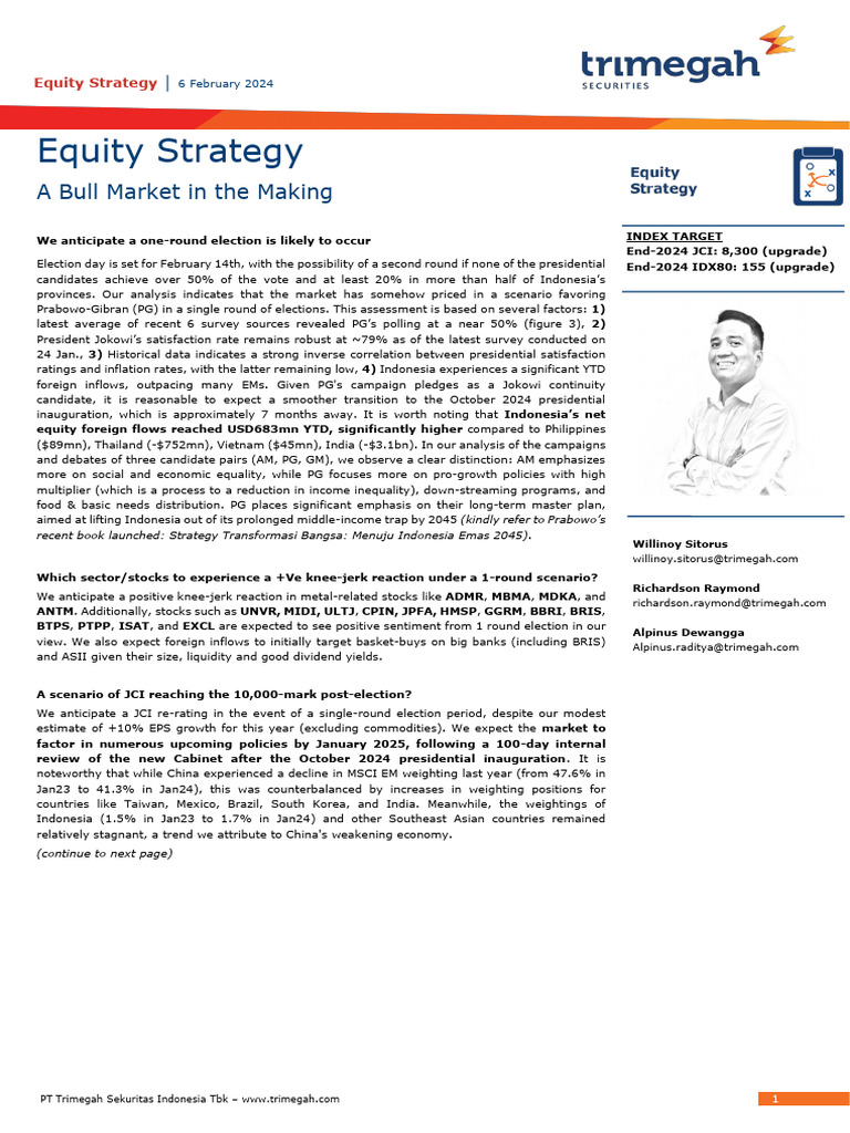 Trimegah Equity Strategy 6 Feb 2024 A Bull Market in The Making | PDF ...