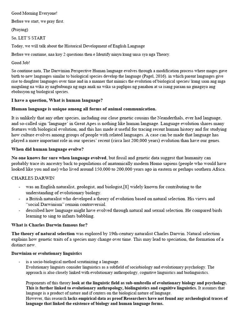 Development of the English Language | PDF | Evolution | Linguistics
